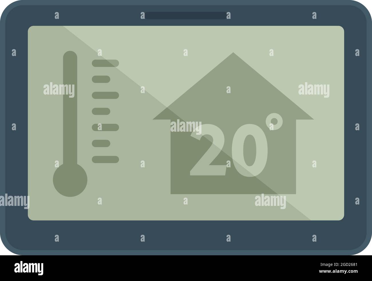 Tablet home climate control icon. Flat illustration of tablet home ...