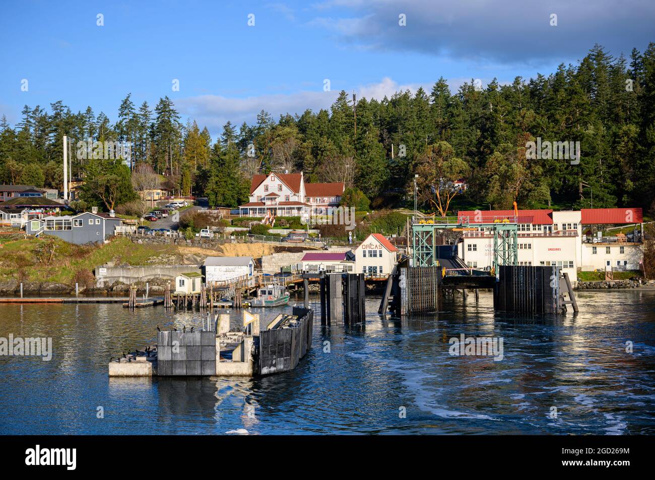 Orcas Village and ferry landing; Orcas Island, San Juan Islands ...