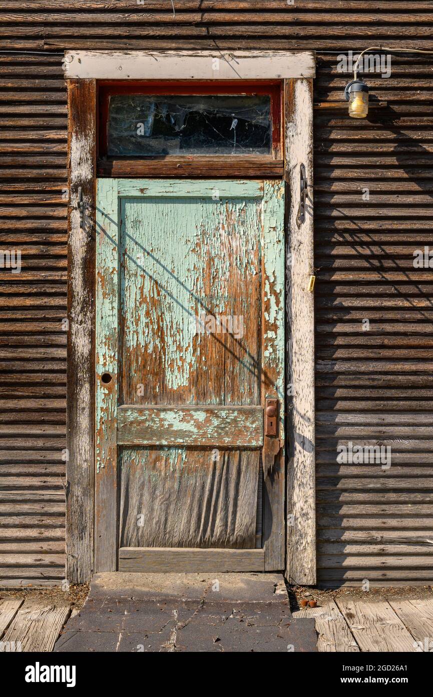 Door at the former Fort Klamath Hotel; Klamath County, Southern Oregon ...