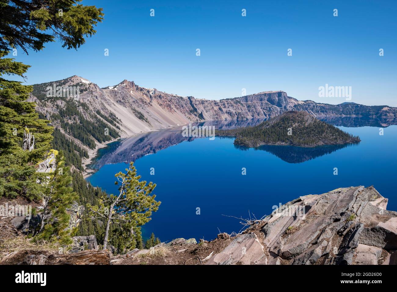 Crater Lake National Park, Oregon; view from Discovery Point Trail ...