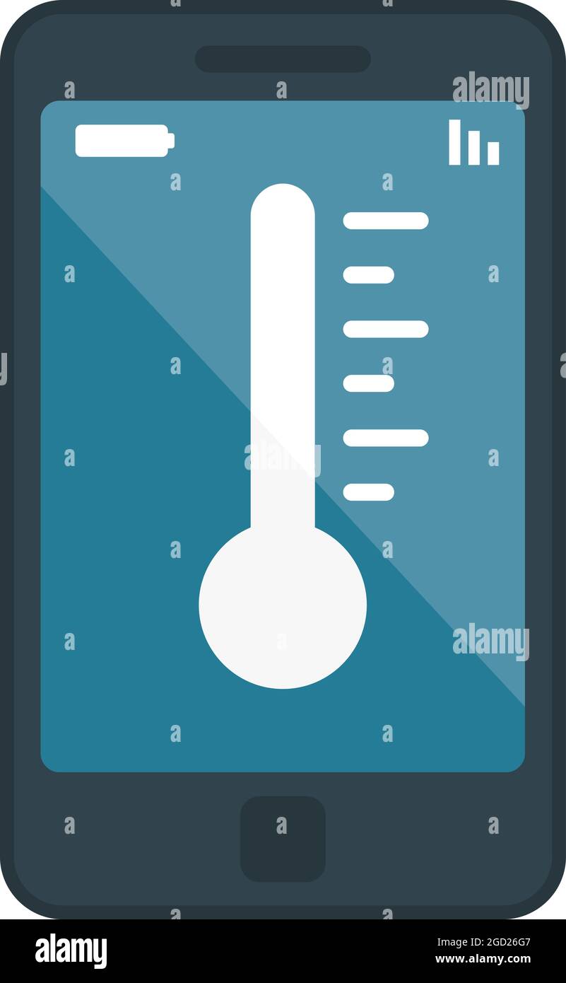 Smartphone temperature control icon. Flat illustration of smartphone ...