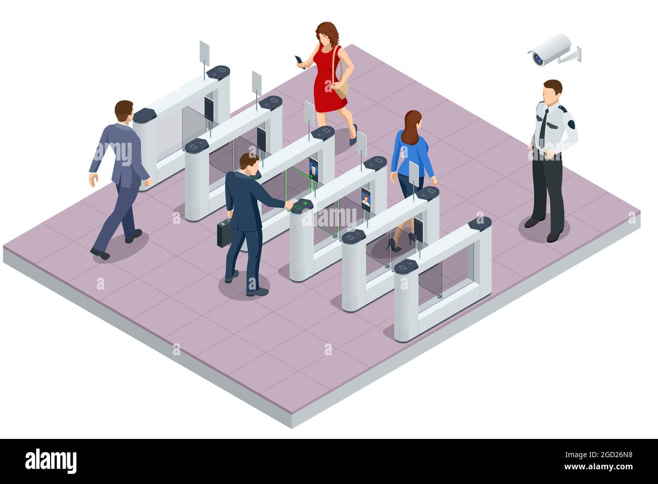 Isometric Turnstile. Access control equipment. Magnetic card access ...