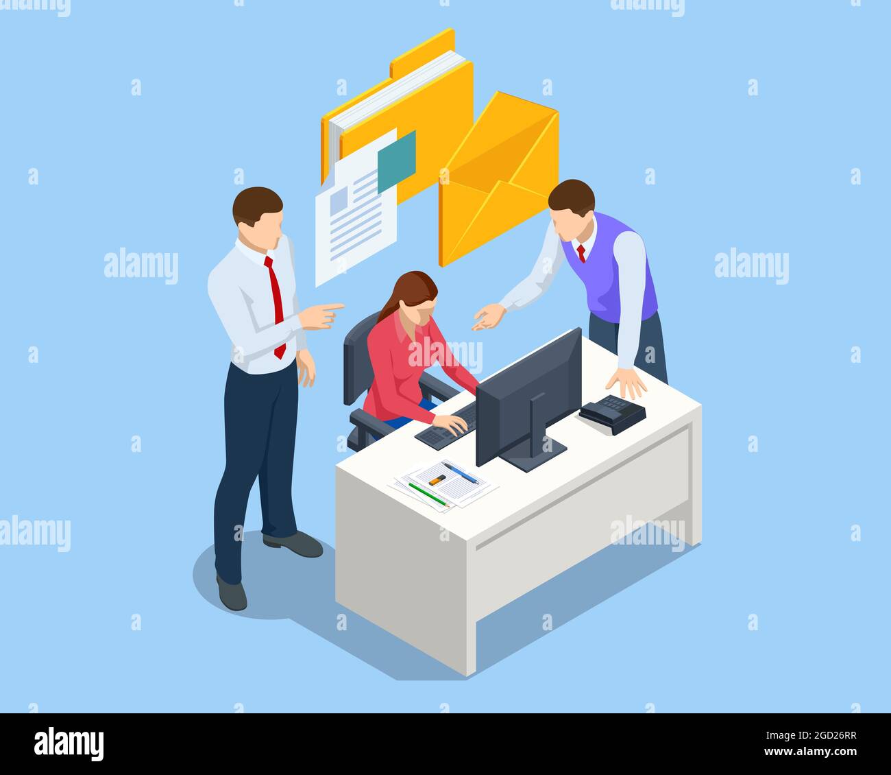 Isometric file in database concept. Businessman working reading ... Isometric file in database concept. Businessman working reading ...