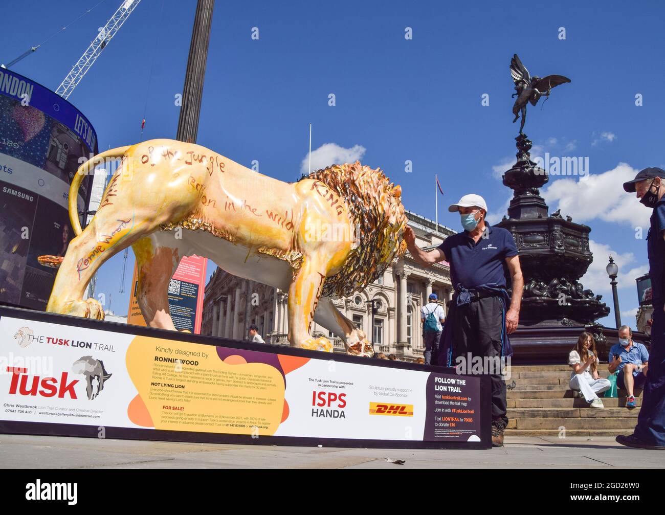 London, United Kingdom. 10th August 2021. Lion sculpture by The Rolling ...