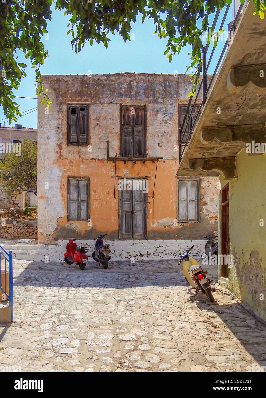 HALKI GREECE - JULY 10, 2021: Halki is a Greek island and part of the Dodecanese island group ...