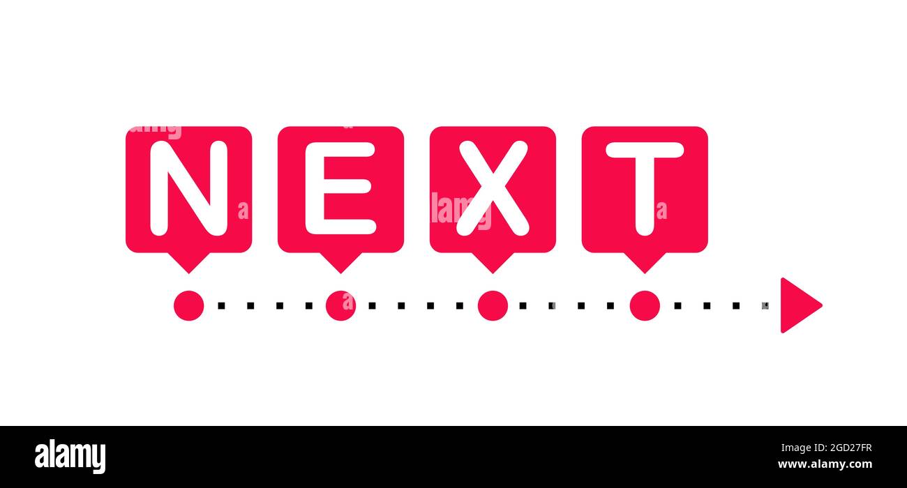 Next steps. Red point with arrow. Concept of the next level Stock ...