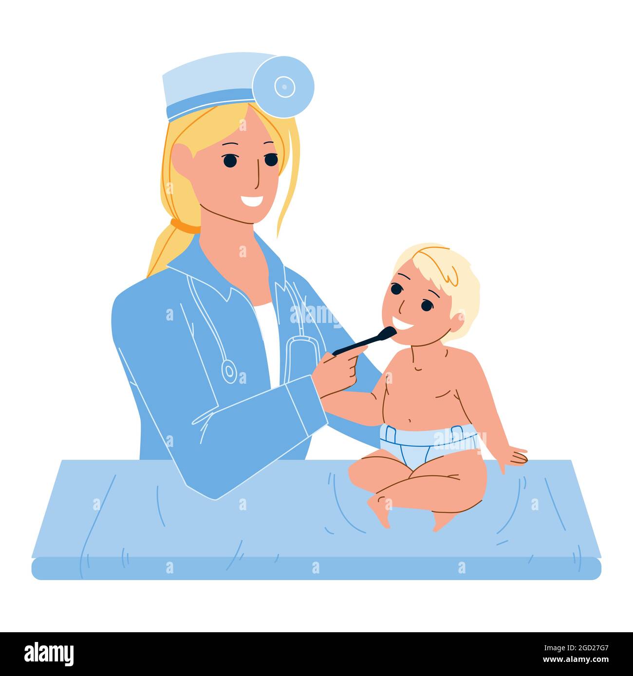 Pediatrician Doctor Woman Examining Child Vector Stock Vector Image ...