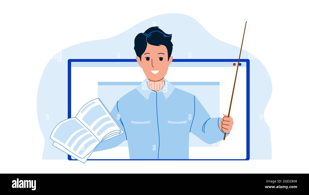 Teacher Explain Subject Theme From Laptop Vector Stock Vector Image ...