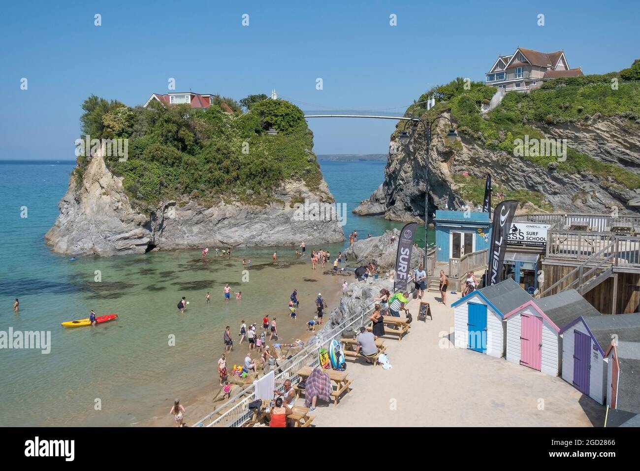 The Island. The iconic coastal feature on Towan Beach in Newquay in ...