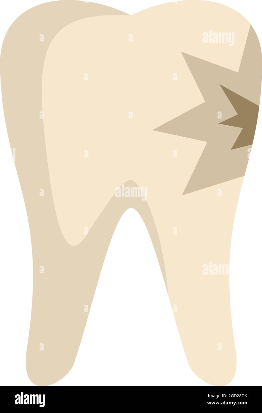 Cracked tooth icon. Flat illustration of cracked tooth vector icon ...