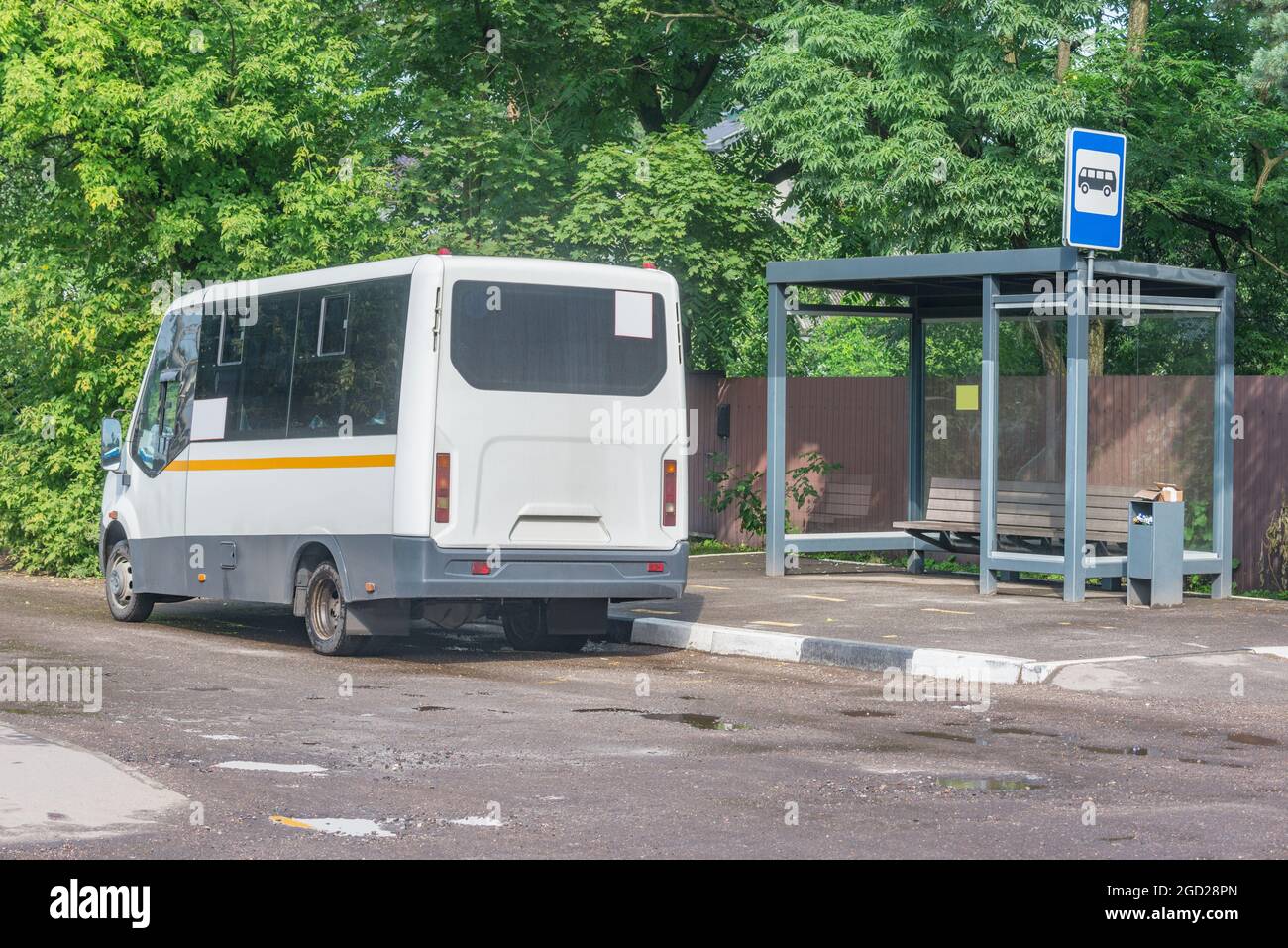 Empty bus stop in the village at summer day time Stock Photo - Alamy