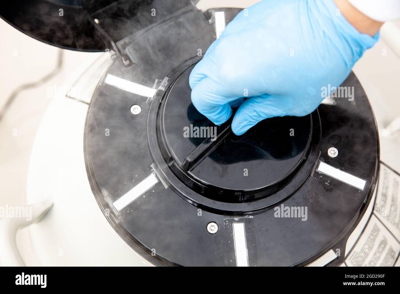 Liquid nitrogen cryogenic tank at life sciences laboratory Stock Photo ...