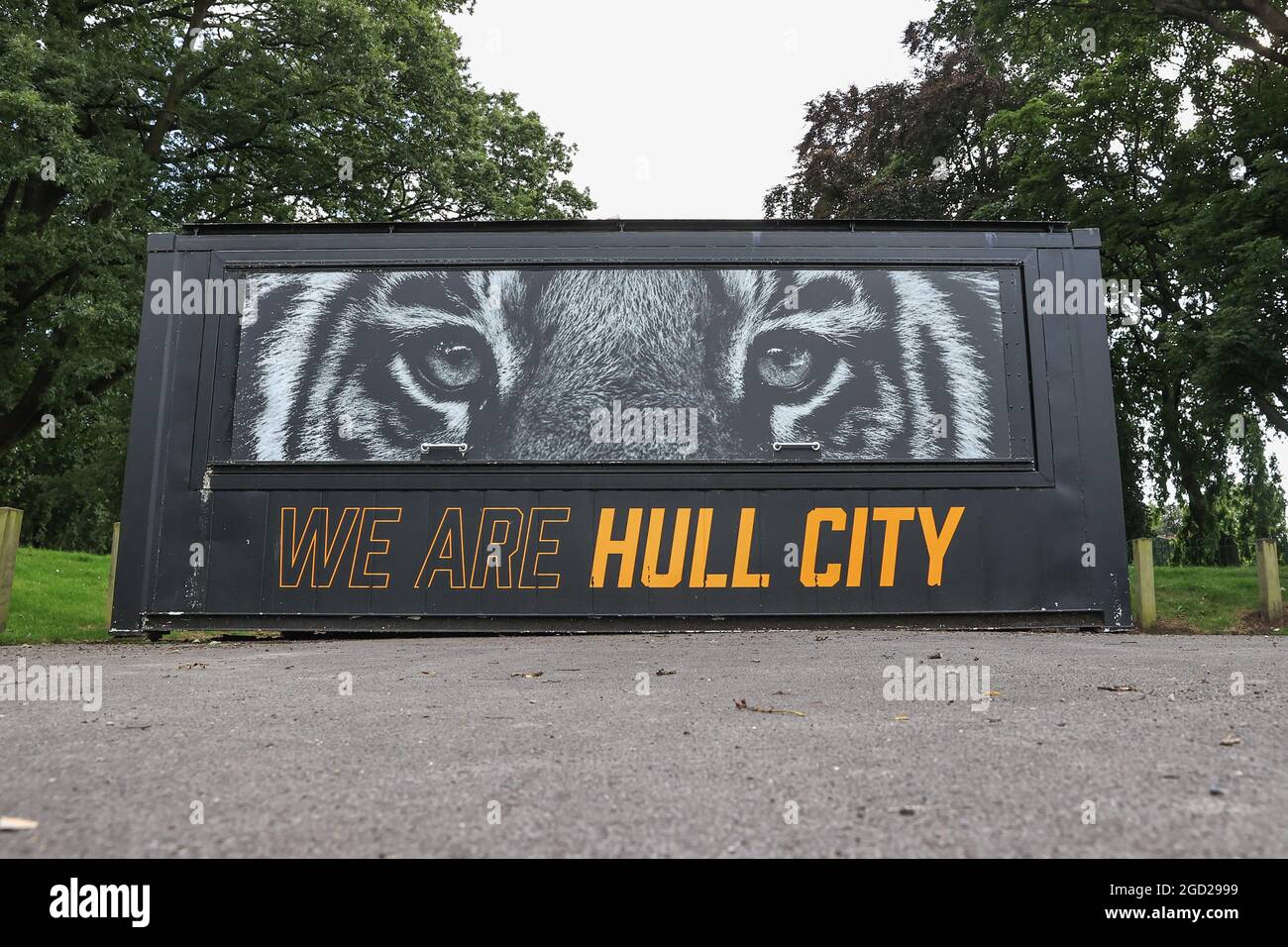“We are Hull City” poster on a stand outside the MKM Stadium Stock ...