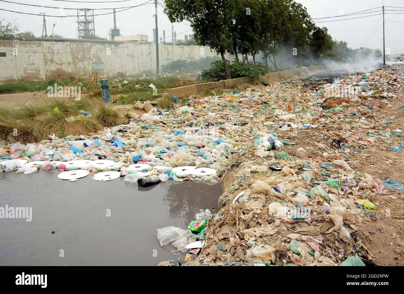 Huge heap of garbage of sewerage drain causing blockage of sewerage ...
