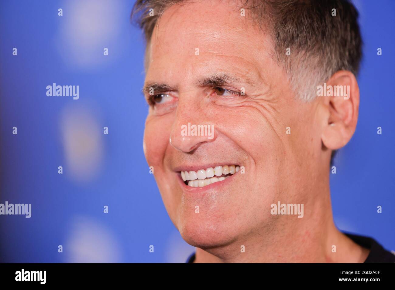 Mavericks owner Mark Cuban seen smiling at a press conference after ...