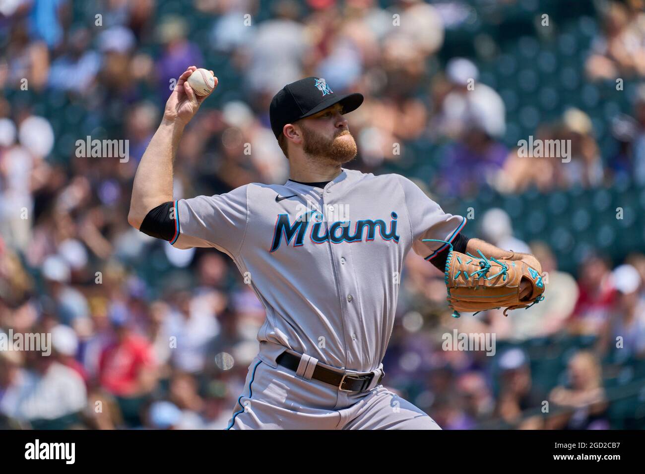 August 7 2021:Miami pitcher David Hess (41) throws a pitch during the ...