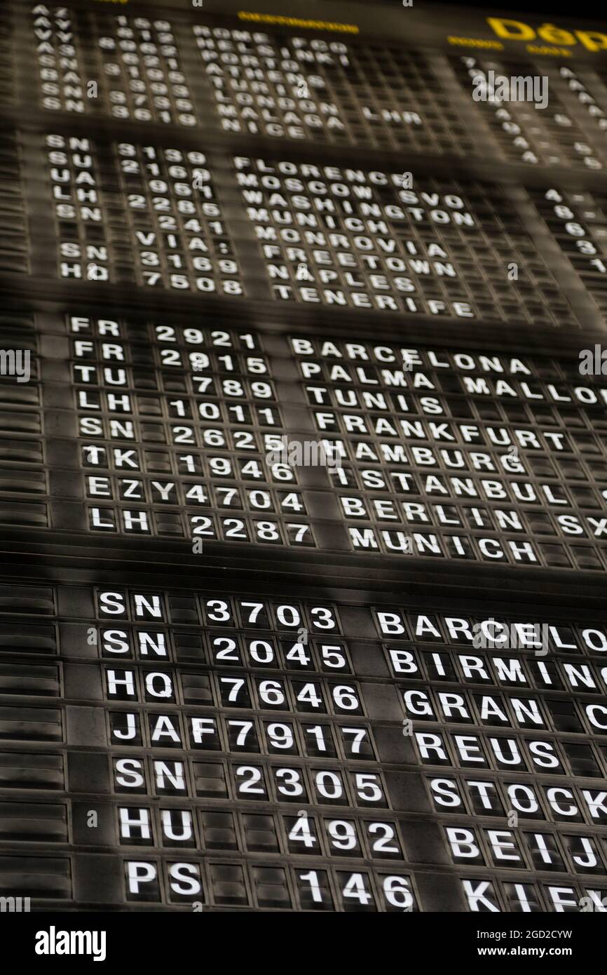 Airport departure board in terminal with flight information Stock Photo ...