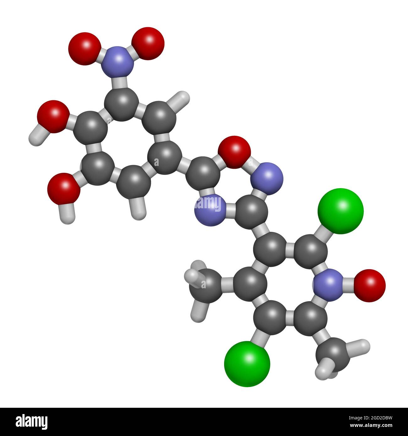 Opicapone Parkinson's disease drug molecule. 3D rendering Stock Photo ...