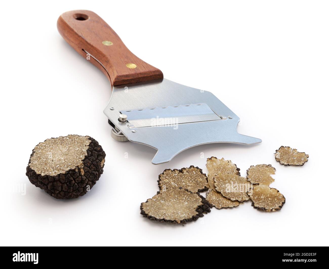 truffle and slicer on white background Stock Photo - Alamy