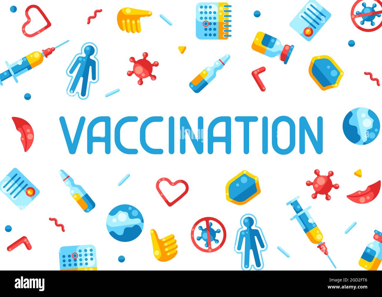 Vaccination concept background with vaccine icons. Immunization items ...