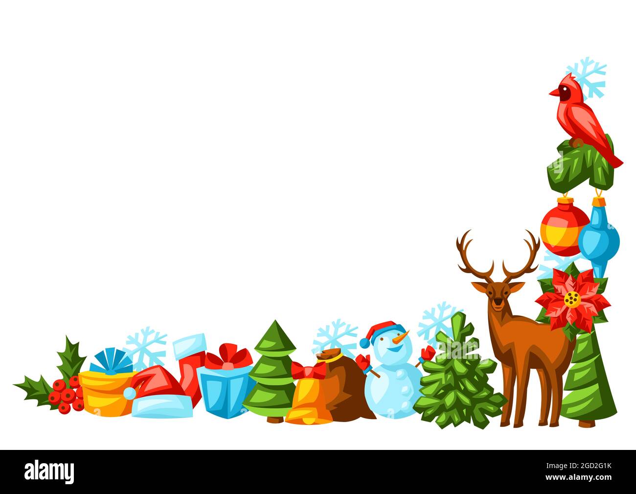 Merry Christmas decoration design. Holiday illustration in cartoon ...