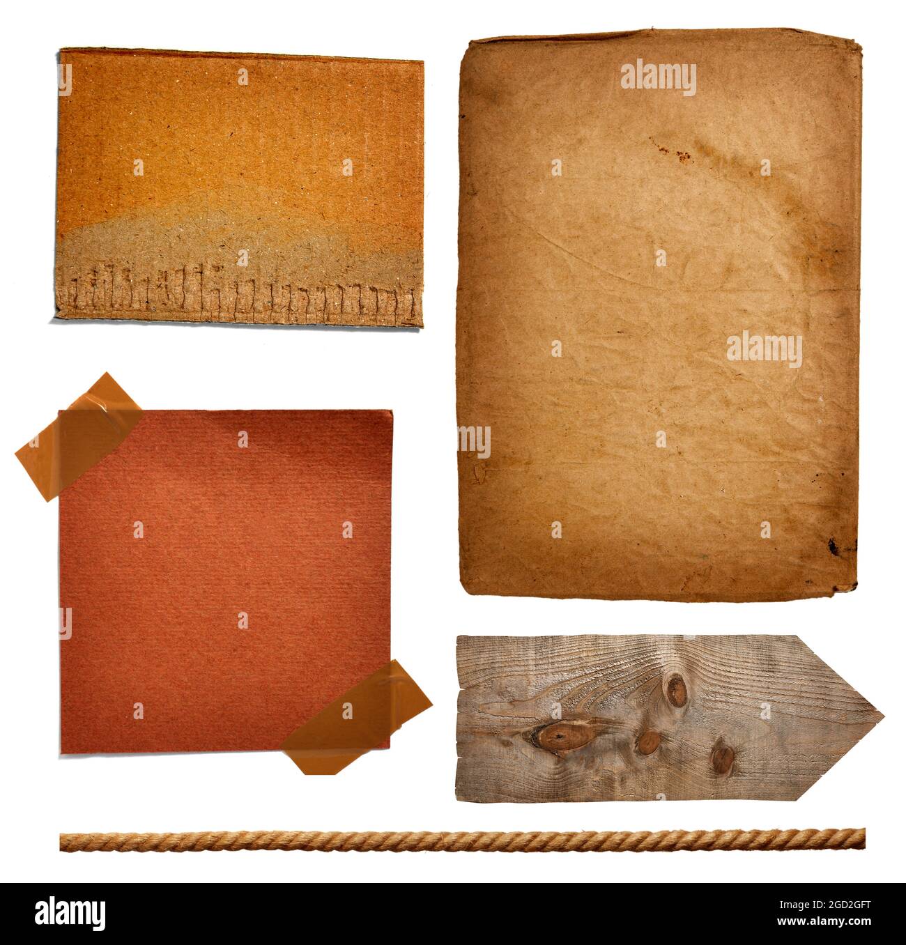 collection of various vintage note paper, tape, price label, wood sign ...