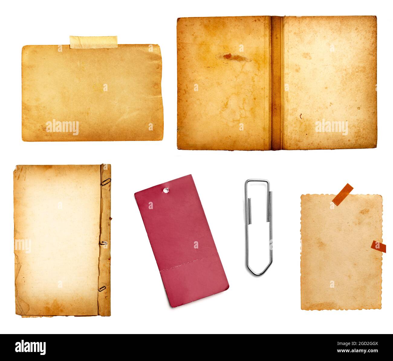 collection of various vintage note paper, tape, price label, wood sign ...