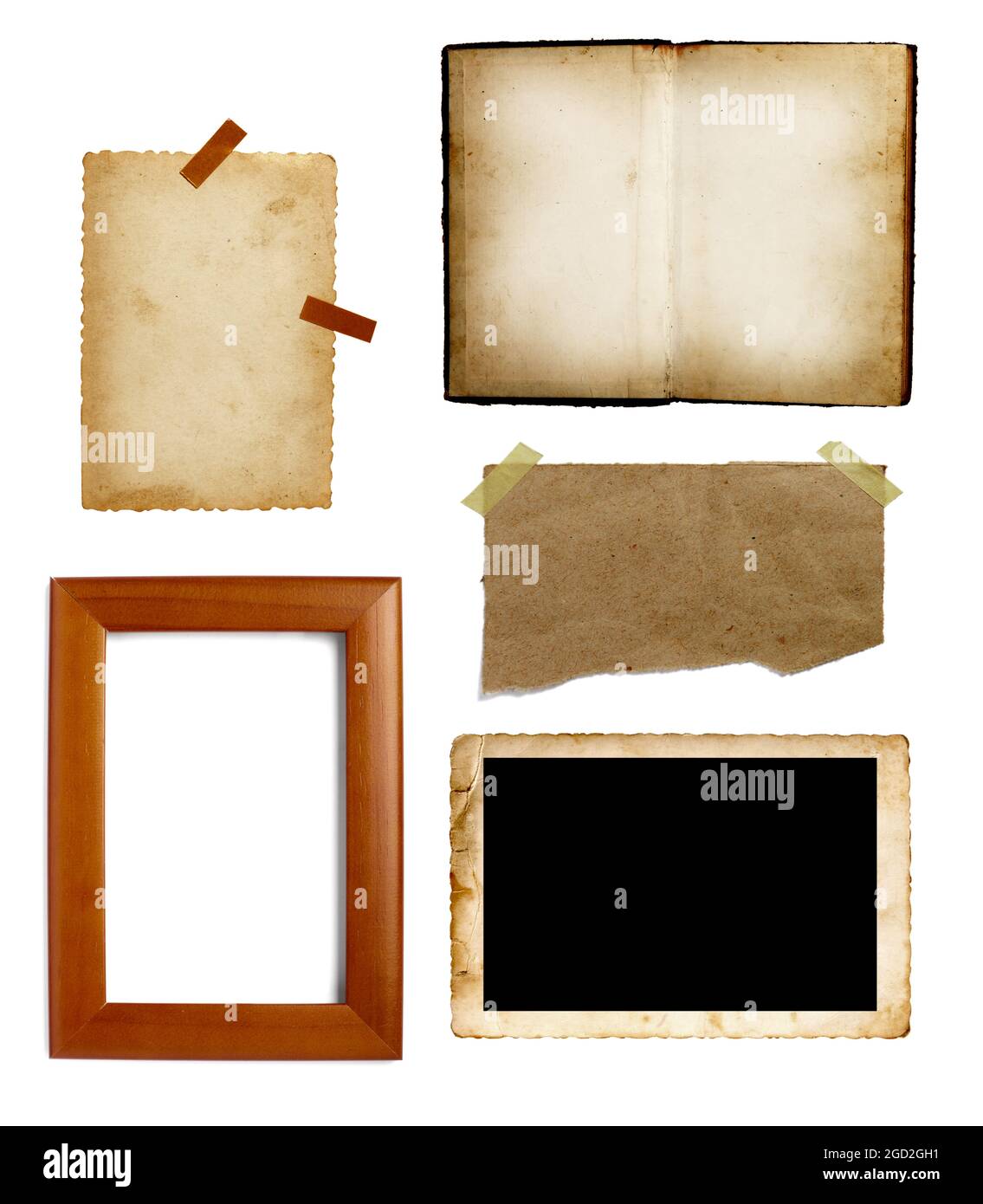 collection of various vintage note paper, tape, price label, wood sign ...