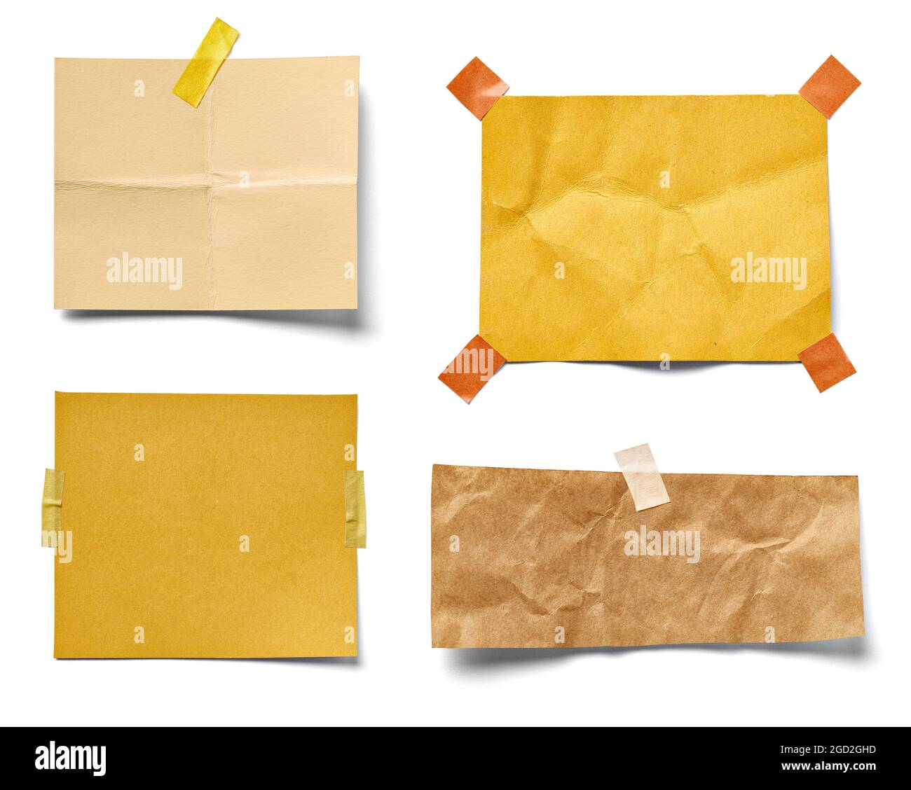 collection of various vintage note paper on white background. each one ...