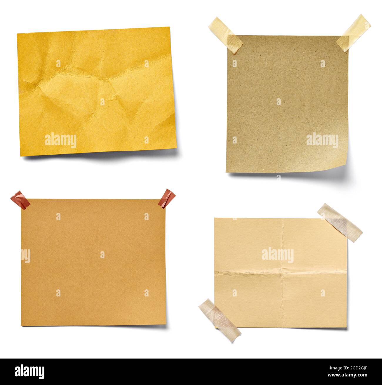 collection of various vintage note paper on white background. each one ...