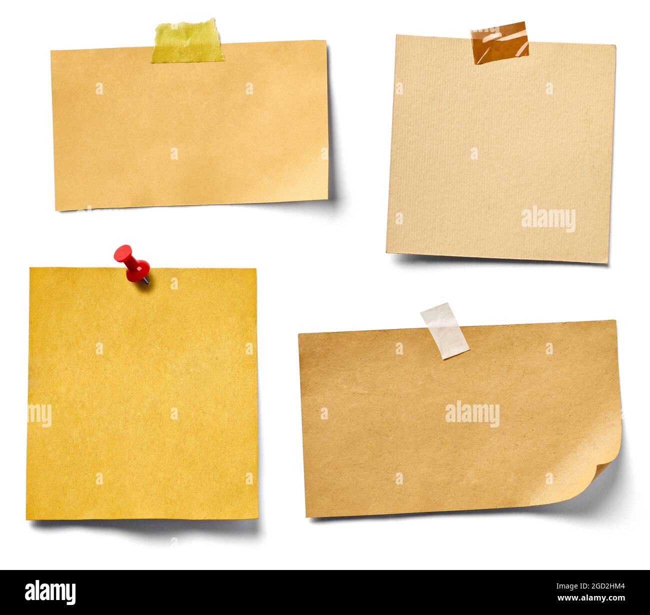 collection of various vintage note paper on white background. each one ...