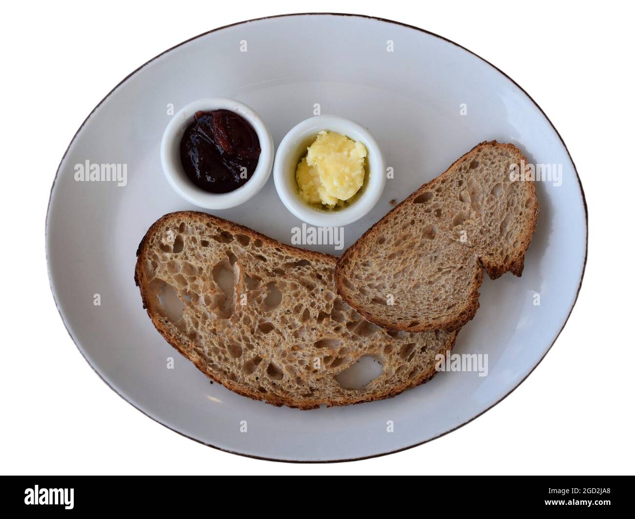 Plate of bread toast with butter and jam Stock Photo - Alamy