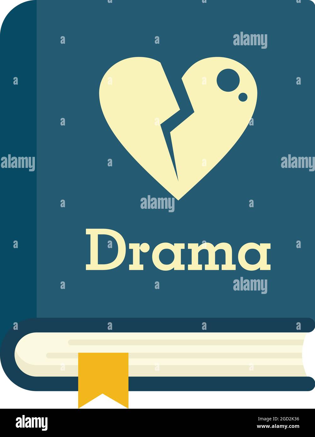 Drama literary genre book icon. Flat illustration of drama literary ...