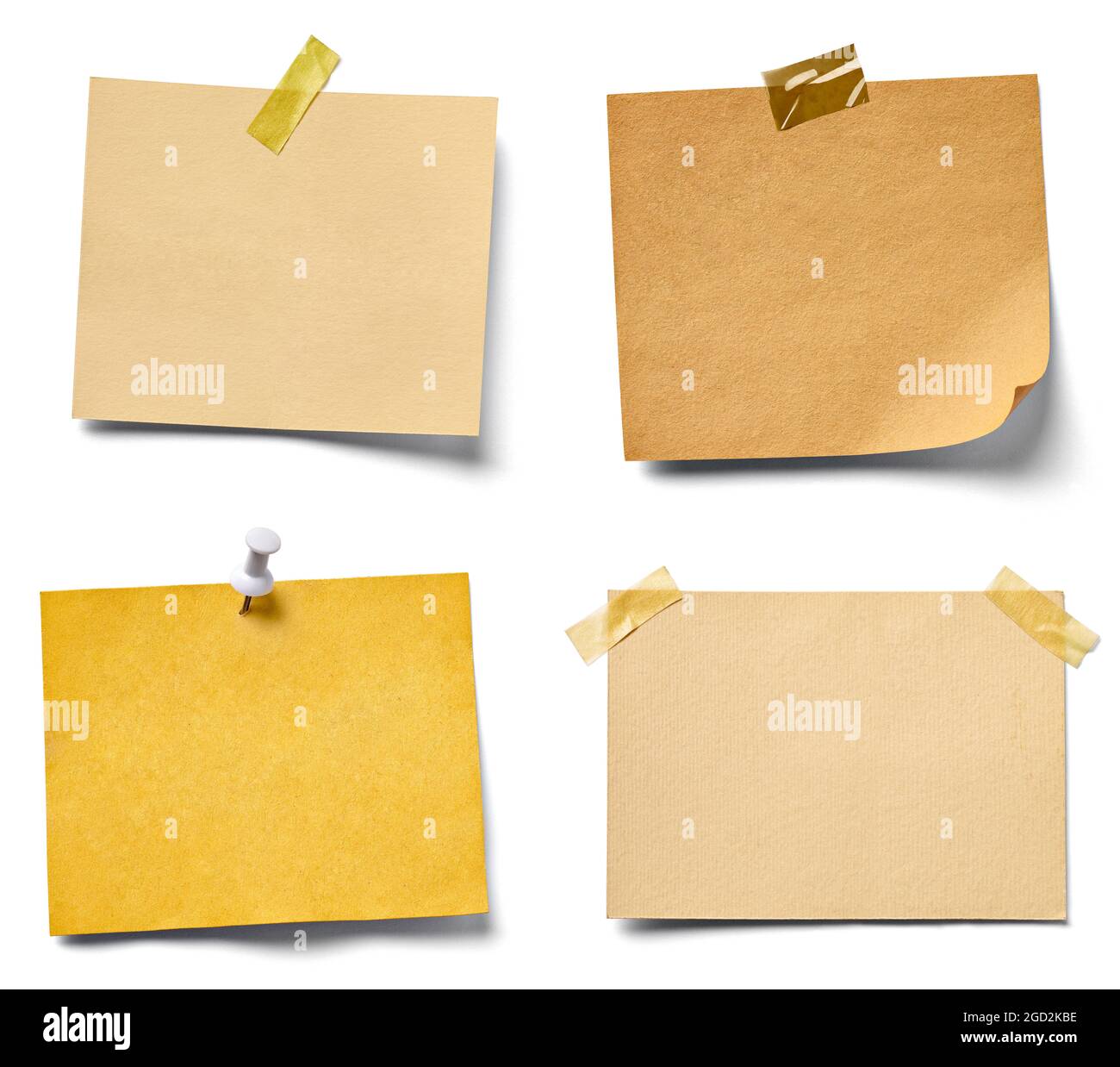 collection of various vintage note paper on white background. each one ...