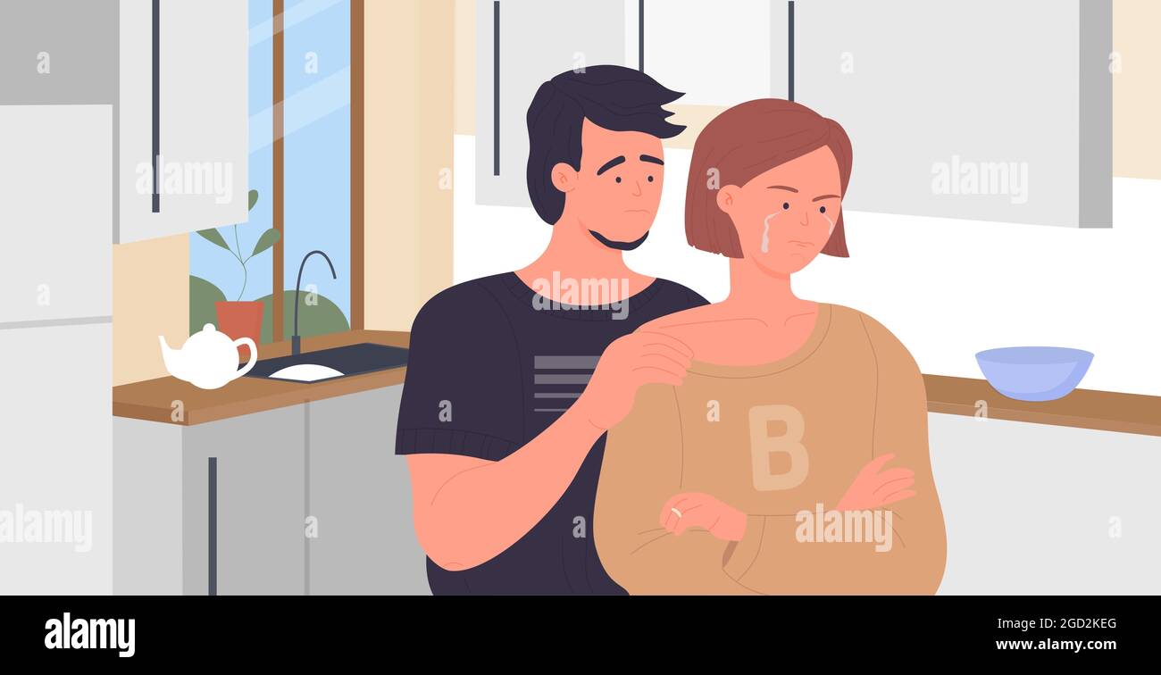 Two People Crying Together Cartoon