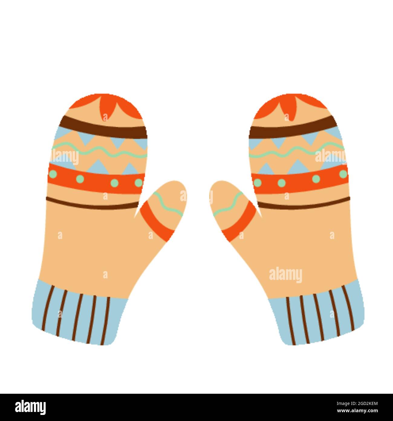 Winter Yellow Mittens Hand Drawn flat style Stock Vector Image & Art ...