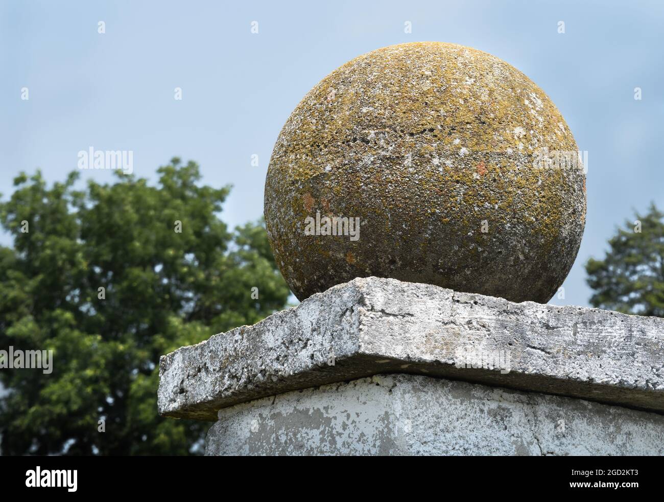 Masonry ball on top of plinth Stock Photo - Alamy