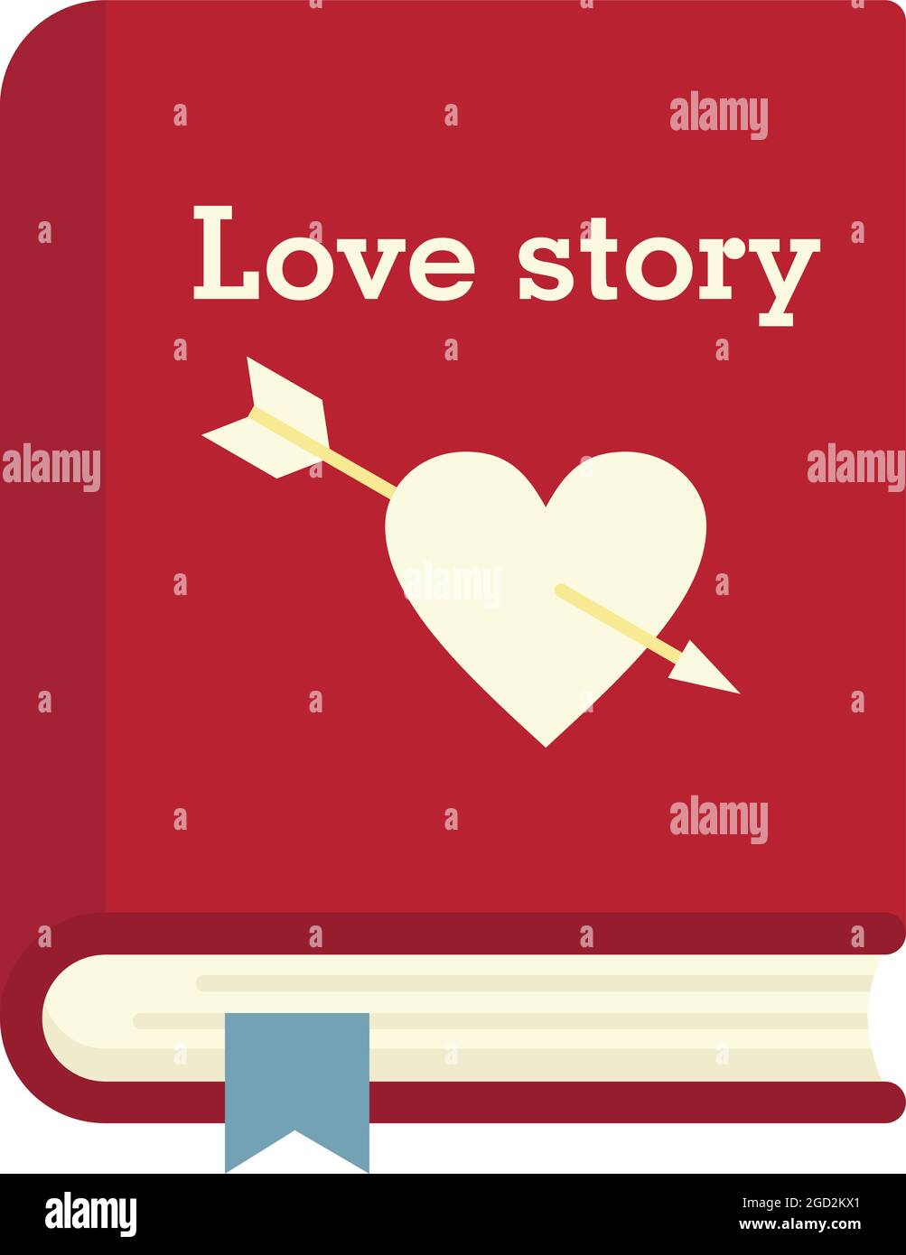 Love story book icon. Flat illustration of love story book vector icon ...