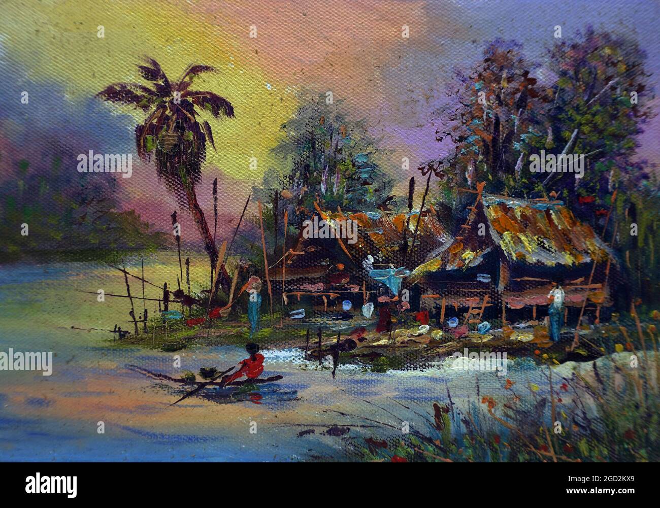 Art painting Oil color Hut northeast Thailand Countryside Stock Photo ...
