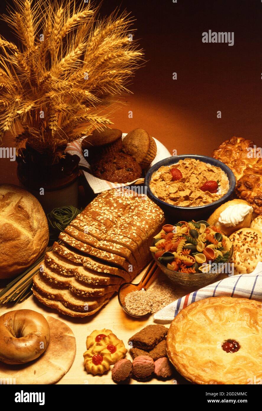 A variety of foods made from wheat, sliced bread among the items ca ...