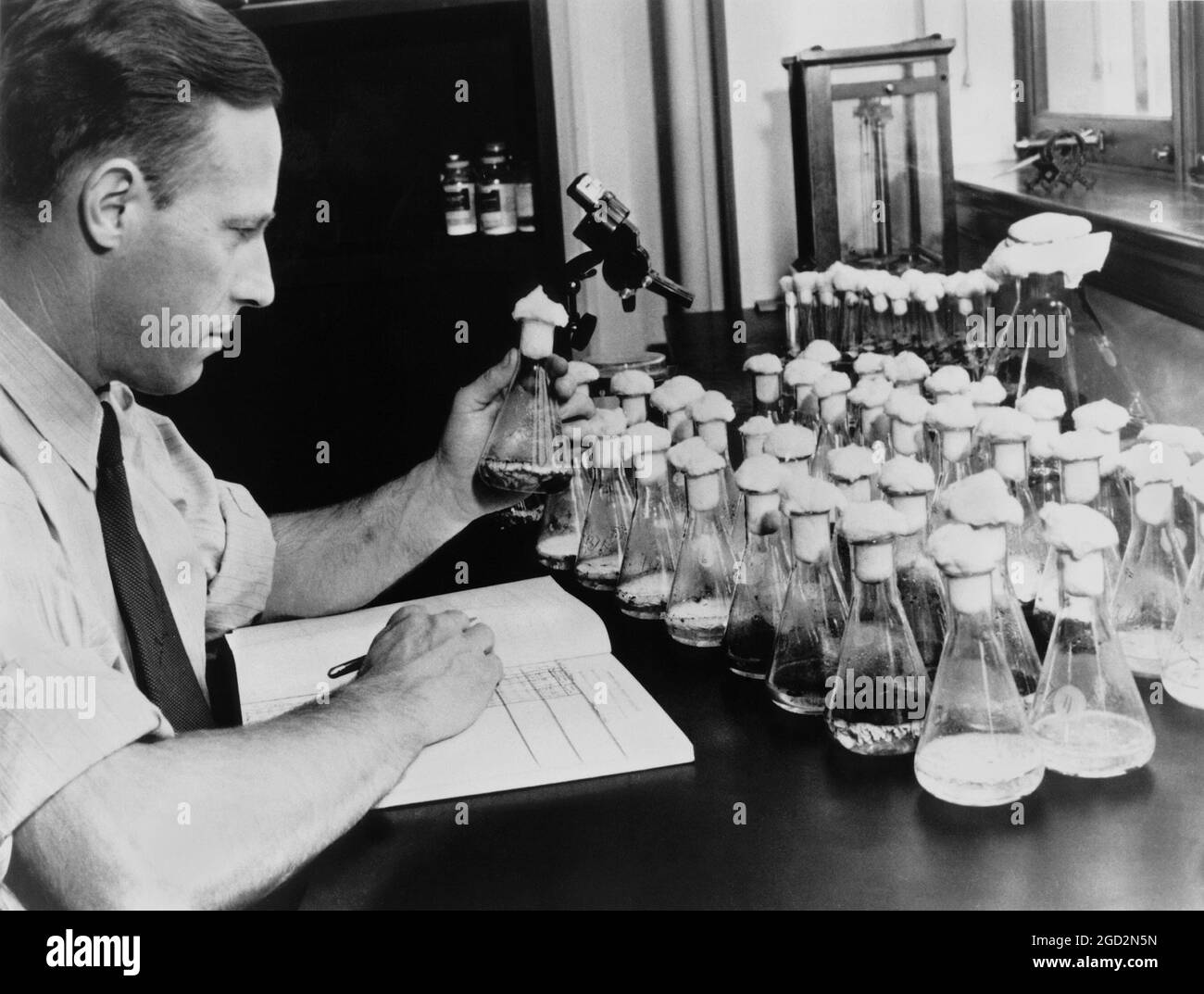Andrew Moyer, in his Peoria laboratory, discovered the process for mass ...