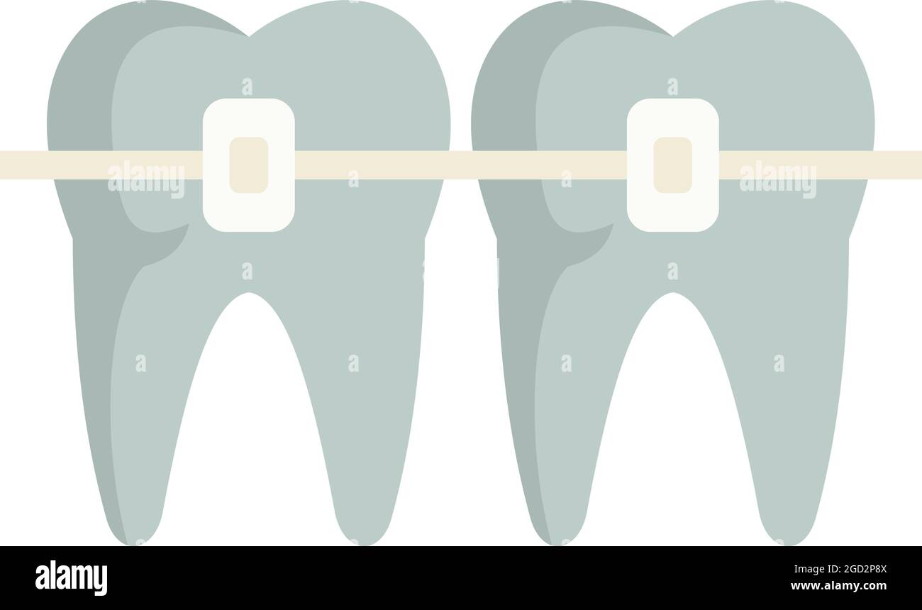 Tooth brackets icon. Flat illustration of tooth brackets vector icon ...