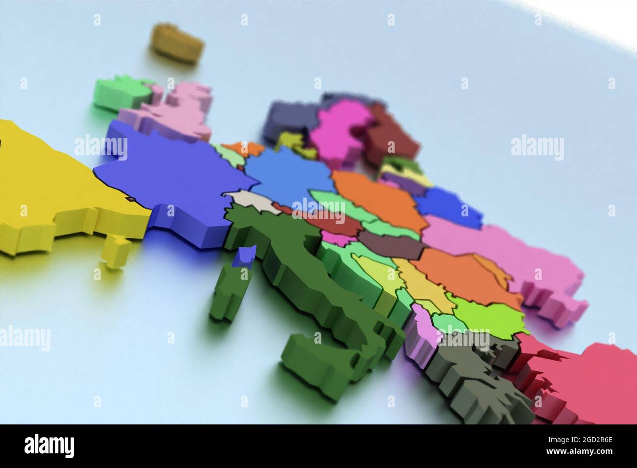 3D render of the map of Europe in bright colors Stock Photo - Alamy