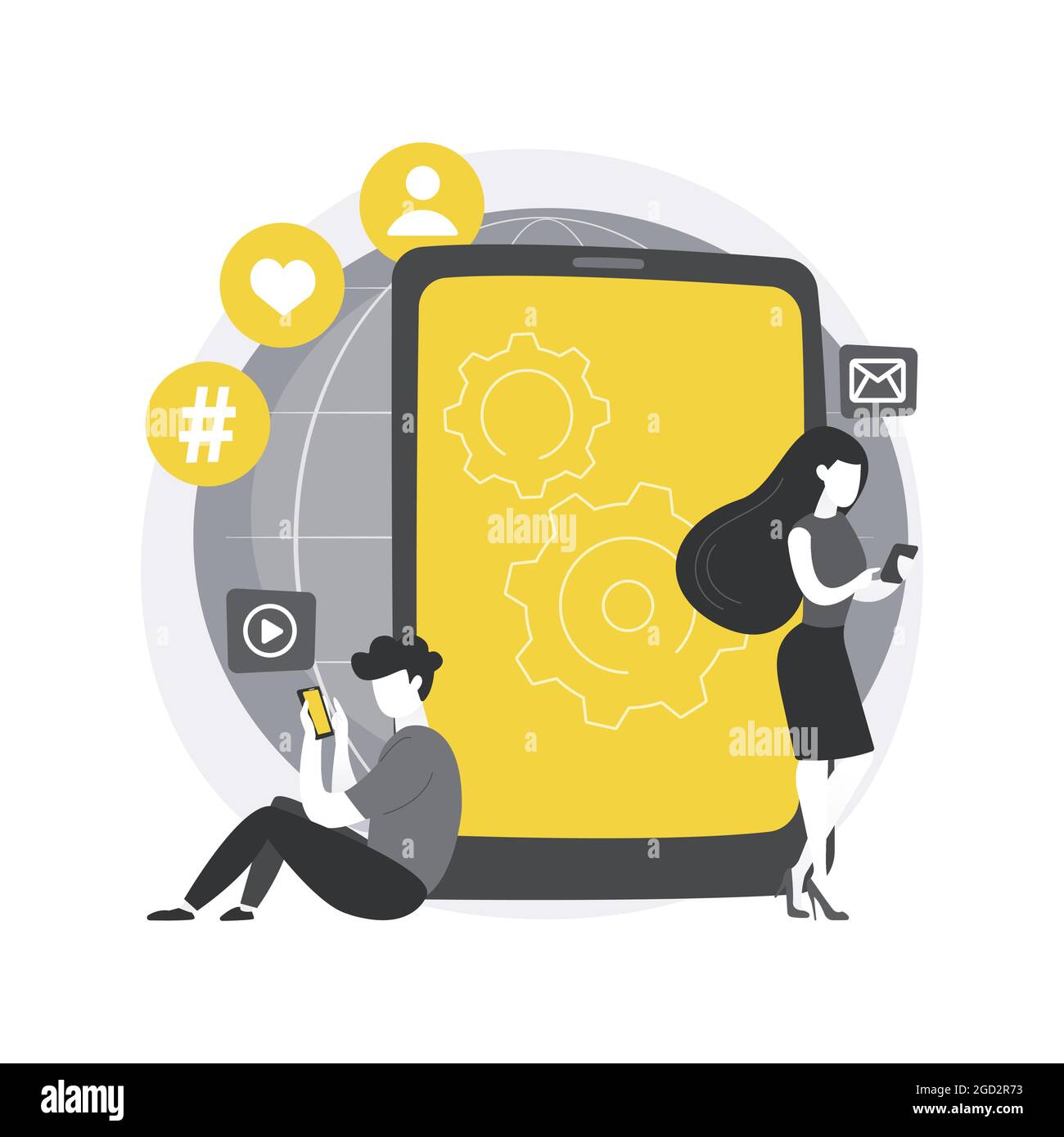 Smartphone addiction abstract concept vector illustration Stock Vector ...