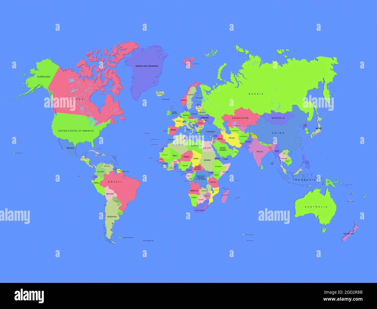 Three-dimensional map of The Earth on blue isolated background with ...