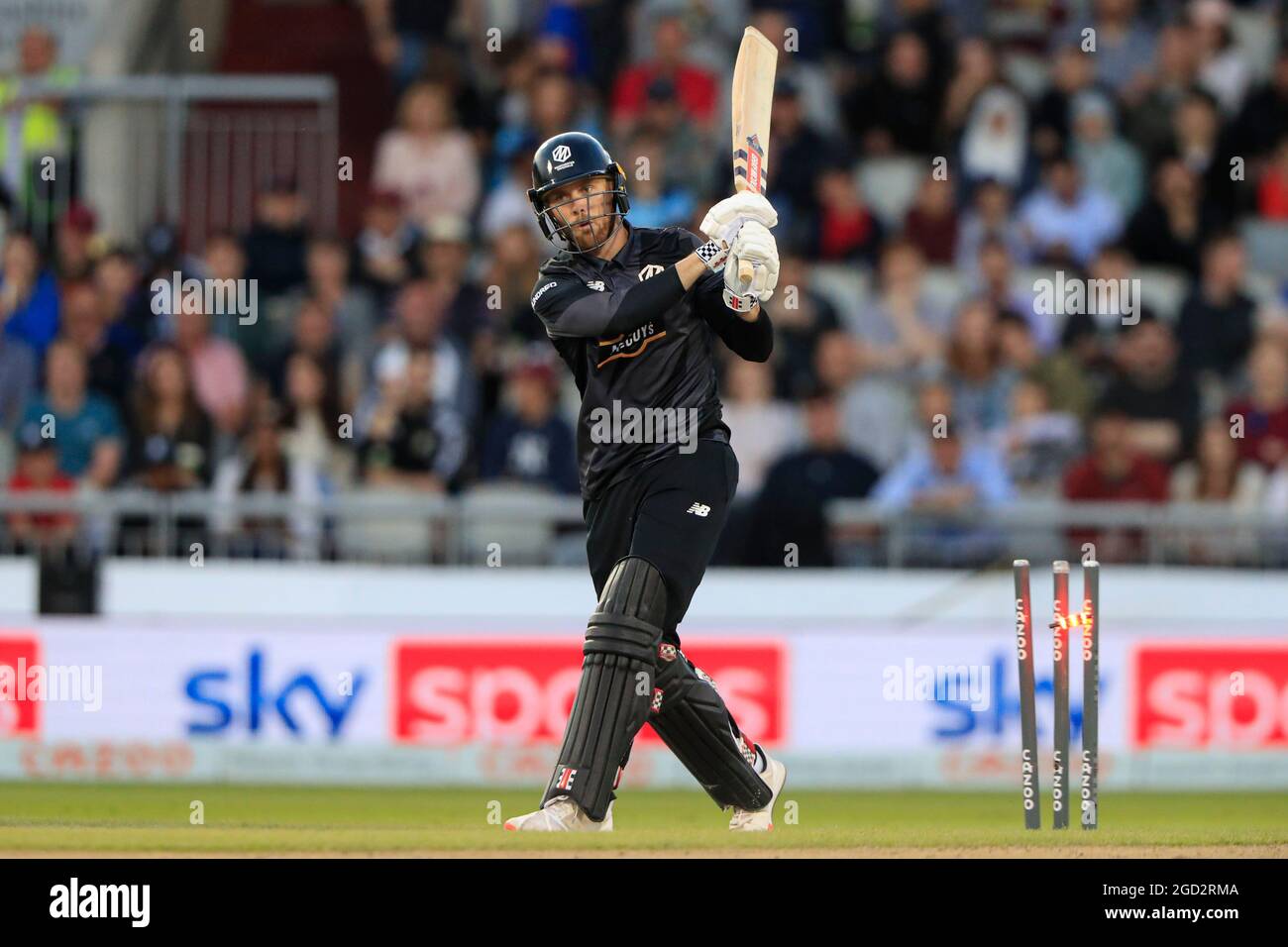 Phil Salt of Manchester Originals is clean bowled by Brad Wheal of ...