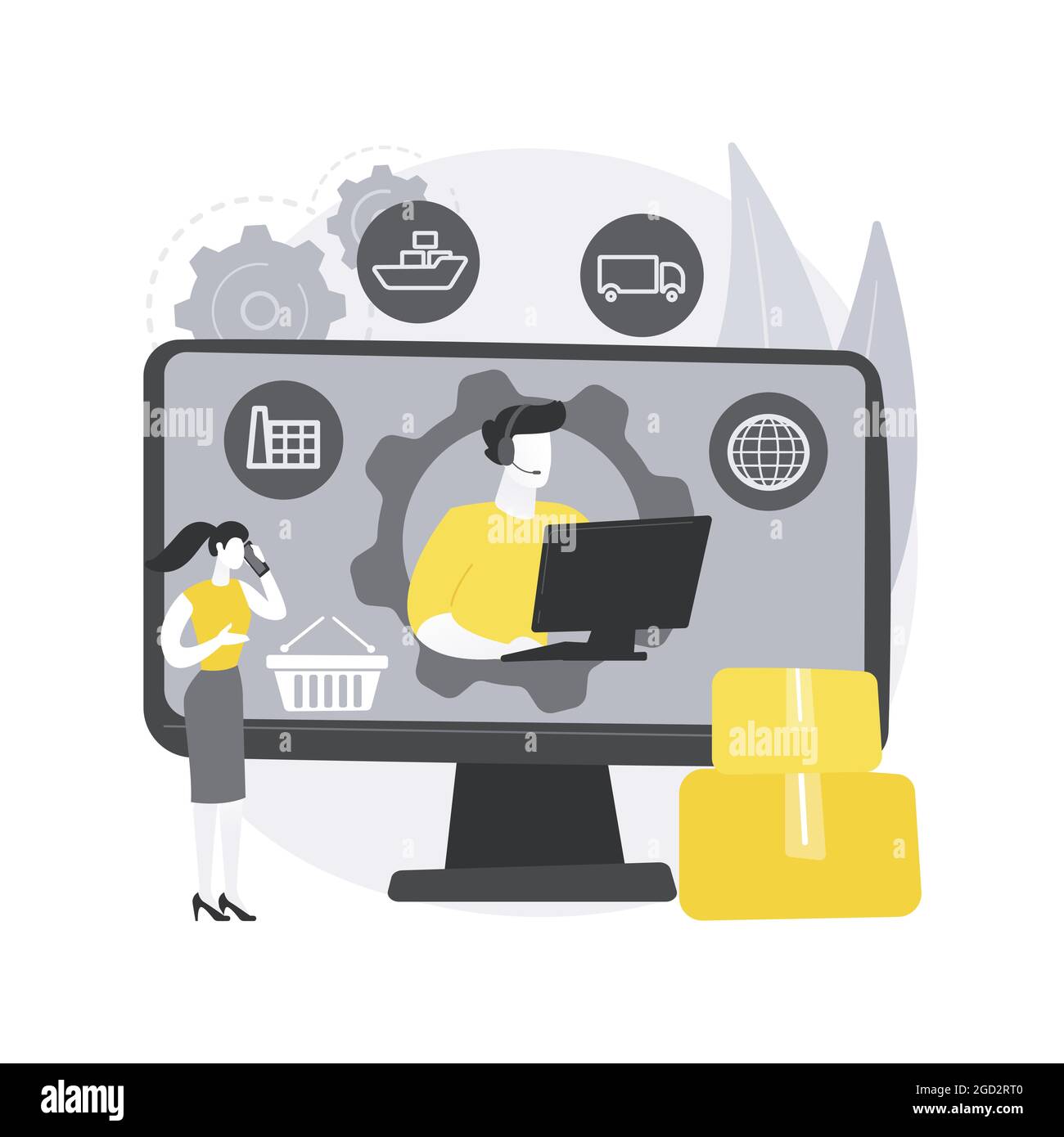 Handling and order processing abstract concept vector illustration ...