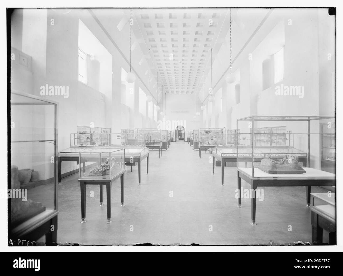 Exhibits in the south gallery interior of the Rockefeller Museum in ...