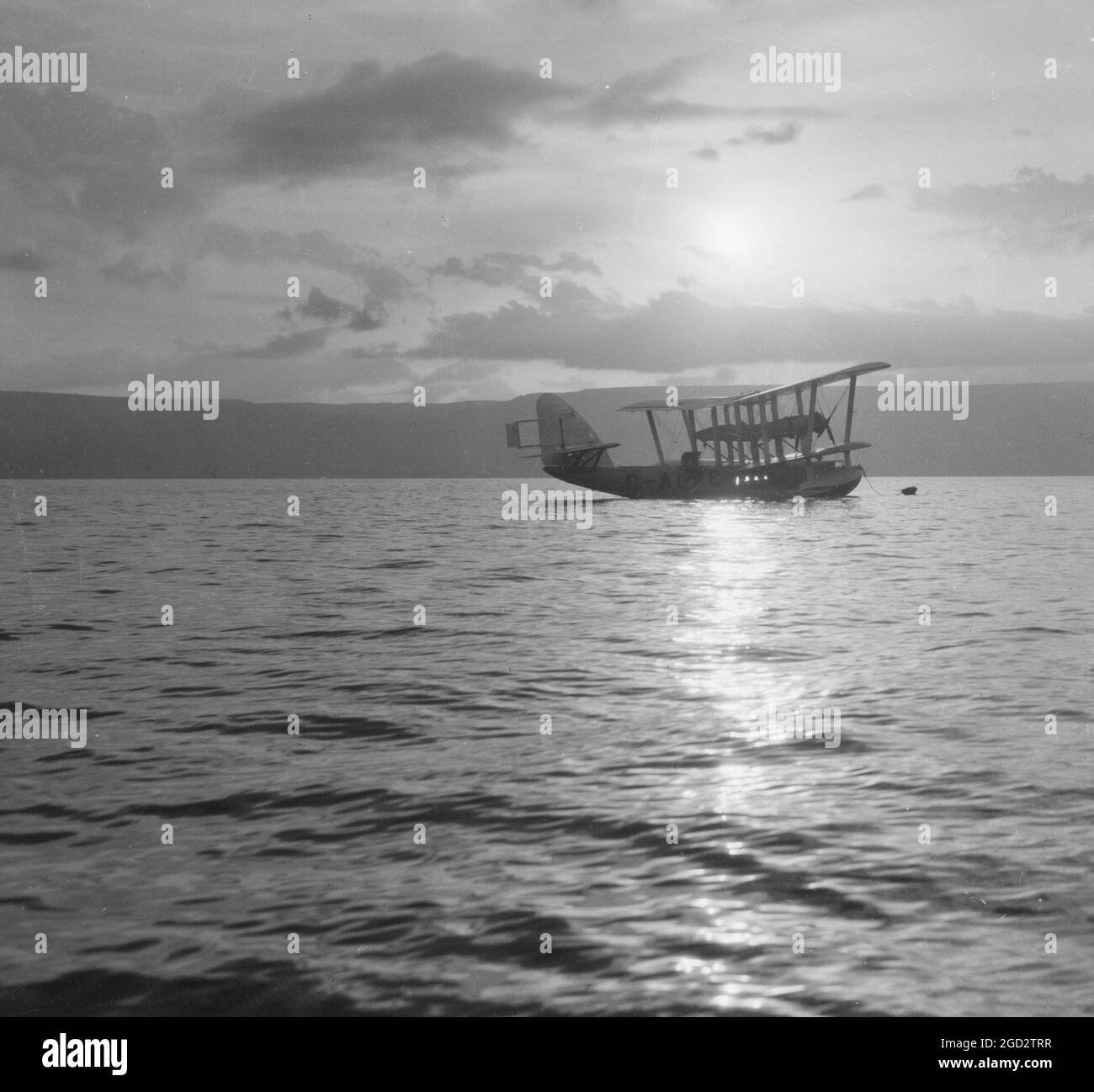 Flying boat Satyrus on the Sea of Galilee, ca. 1935 Stock Photo - Alamy
