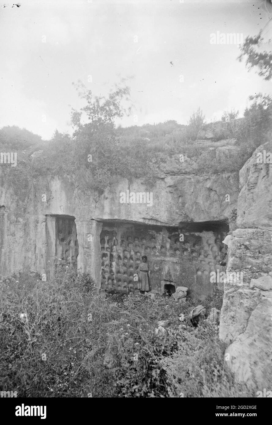 Man standing outside of Joshua's Tomb at Tibna (Kihrbet Tibna, Timnah ...